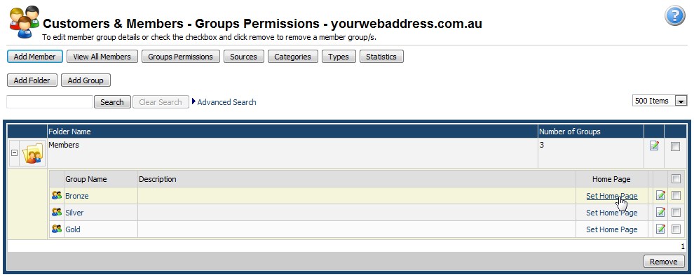 Assigning a Members' home page